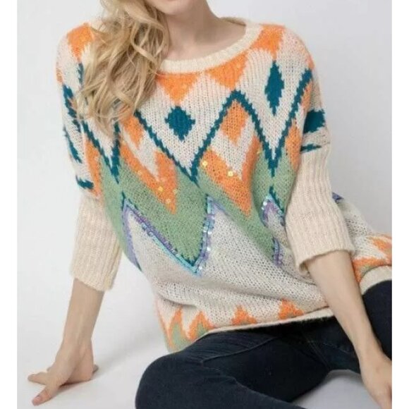 DAVI & DANI | Sweaters | Aztec Pattern With Glitter Accent Sweater ...